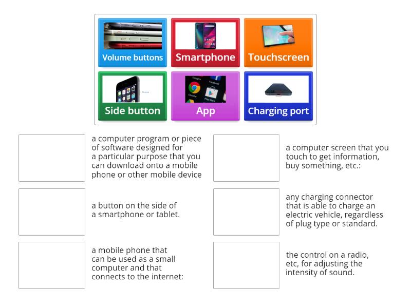 Smartphone vocabulary - Match up