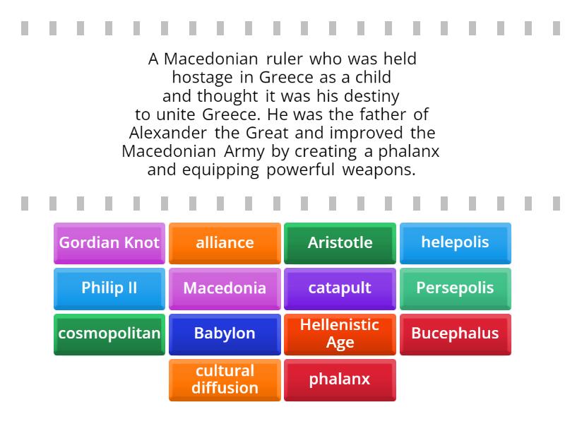 Alexander the Great - Find the match
