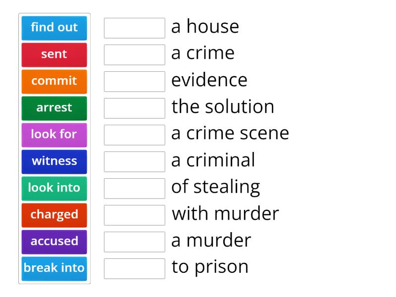 Crime Verbs And Phrasal Verbs Match Up 