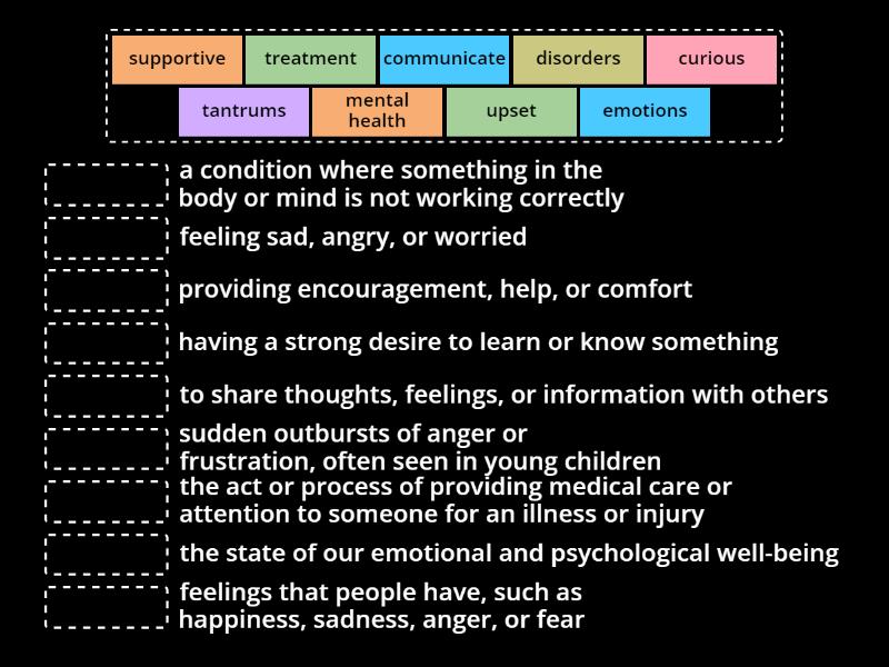 Mental Health Vocab - Match up
