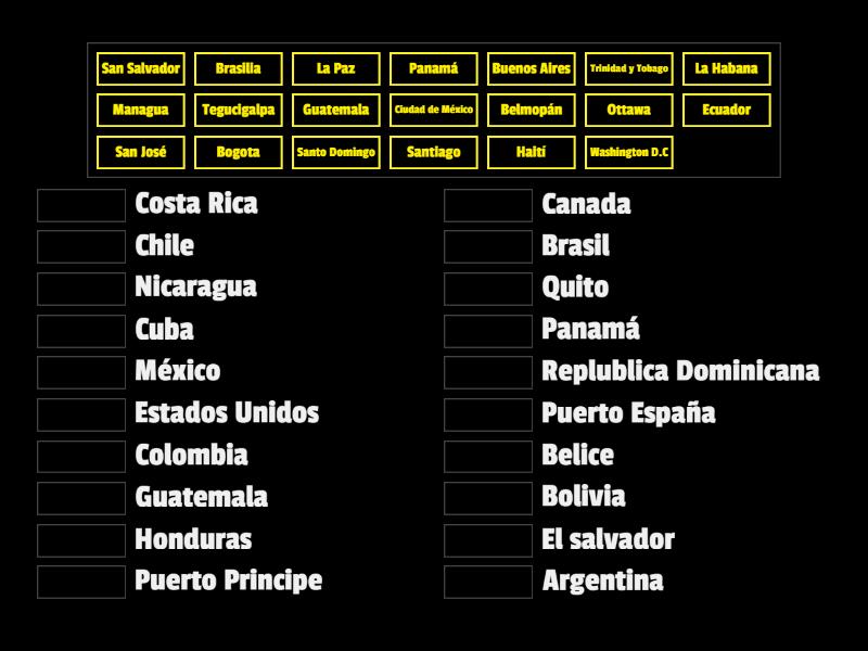 paises y capitales - Match up