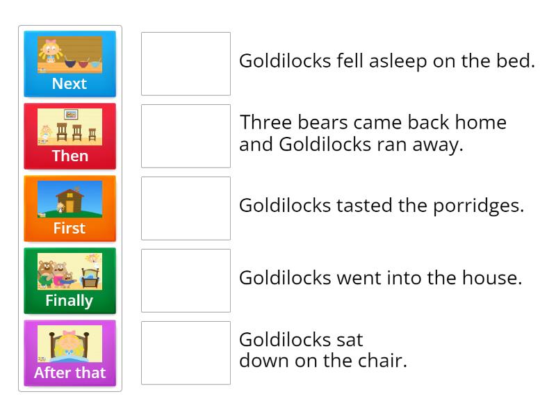 Goldilocks and three bear story sequencing - Match up