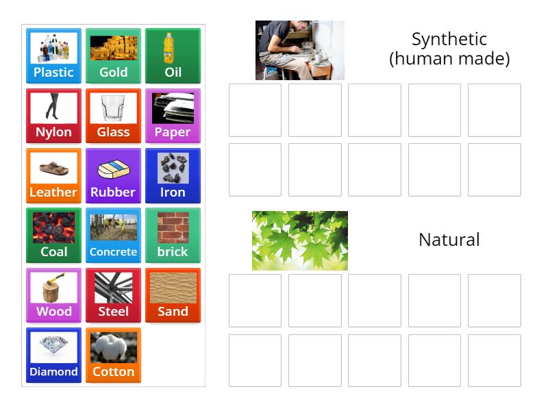 Natural vs Synthetic materials - Group sort