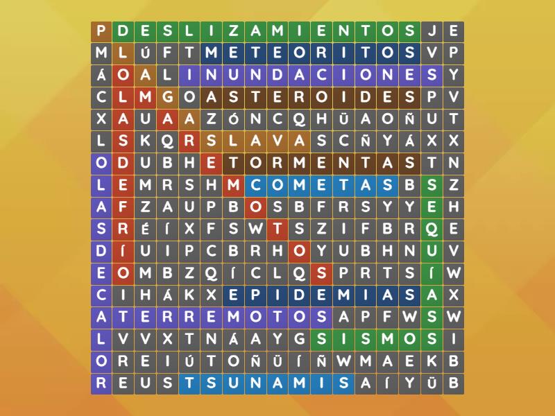 Desastres Naturales - Sopa de letras