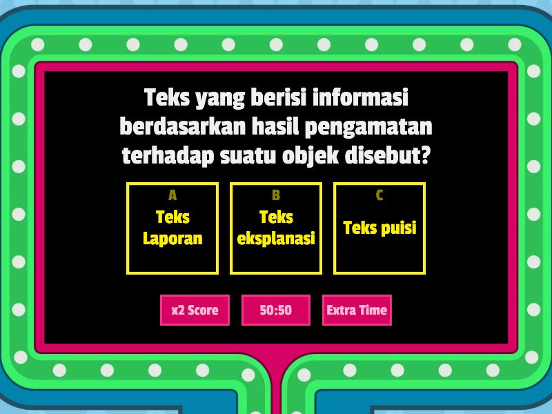 pertanyaan mengenai teks laporan hasil pengamatan - Gameshow quiz