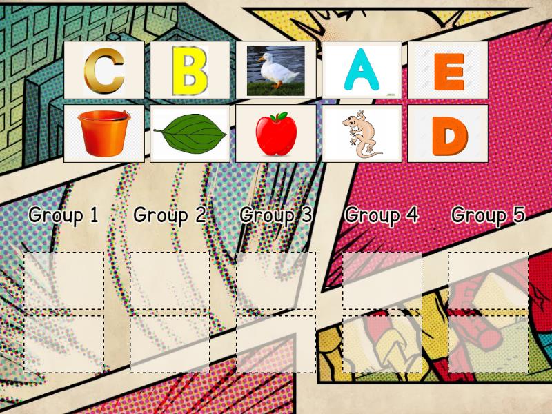 huruf abjad A-E - Group sort