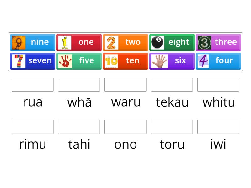 Counting to ten in Māori - Matching activity - Une las parejas