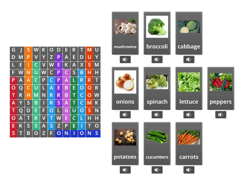 Vegetable Word Search - Wordsearch