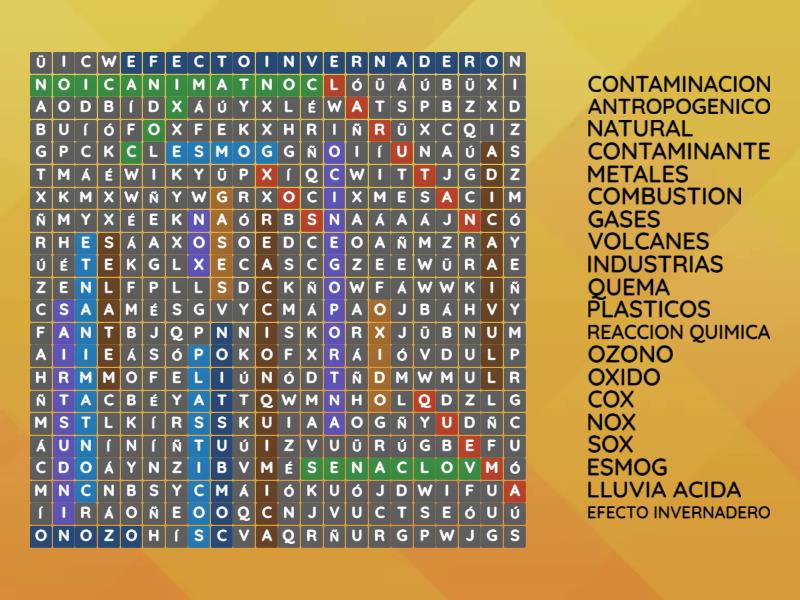 CONTAMINACIÓN ATMOSFÉRICA - Sopa de letras