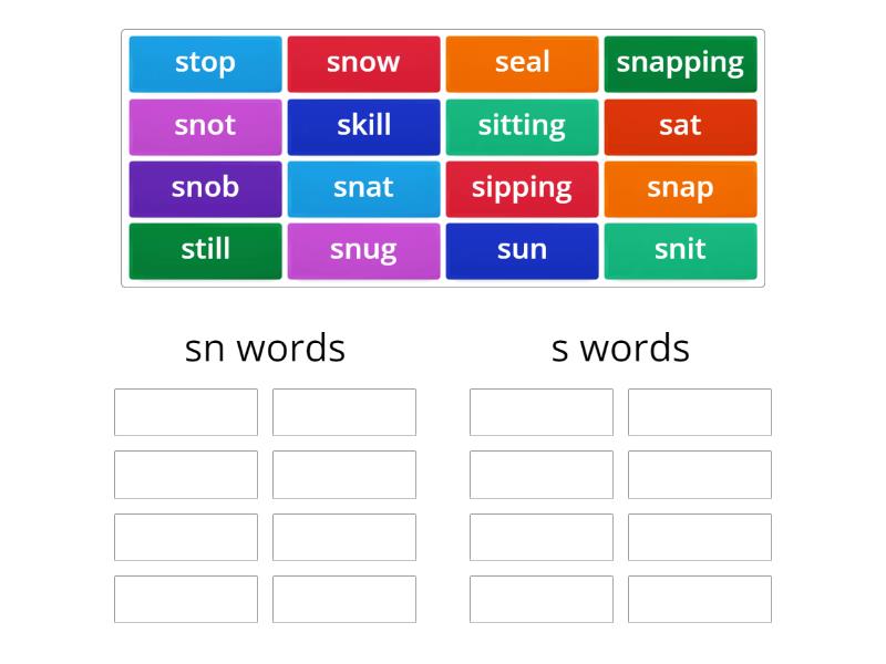 sn words lesson 1 - Group sort