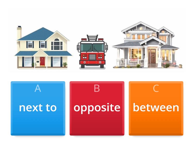Prepositions: next to - opposite - between - Quiz