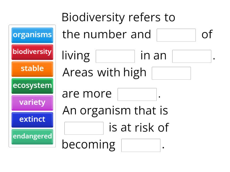 Biodiversity - Complete the sentence