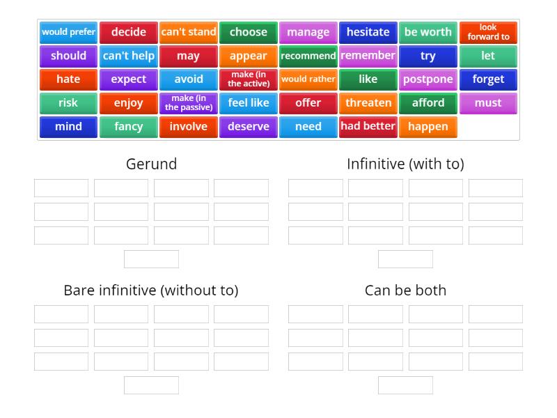 English File Upper-Int 6A Gerunds and Infinitives - Group sort