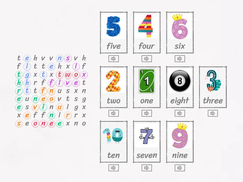 Numbers 1 10 Wordsearch