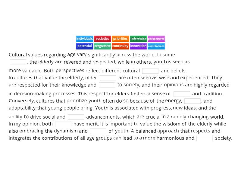 Writing Topic: Culture and Tradition - Complete the sentence