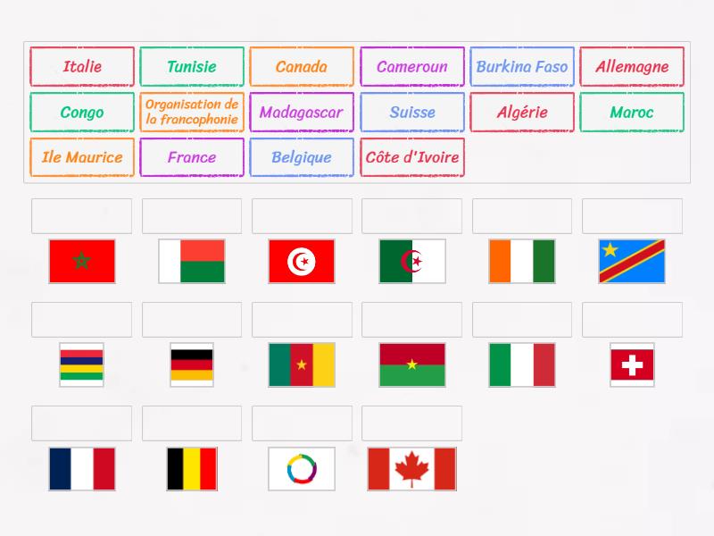 Les drapeaux des pays de la francophonie - Match up