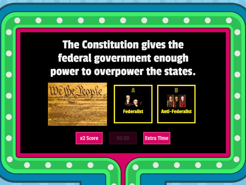 Federalist vs. Anti-Federalist QUIZ GAME - Gameshow quiz