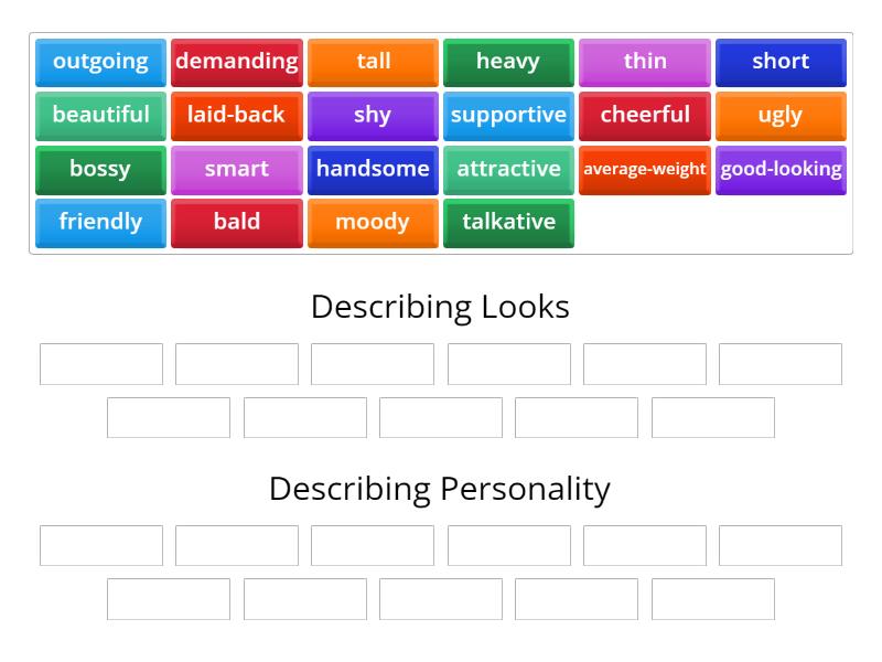 ESOL 2 Describing Looks or Personality - Group sort
