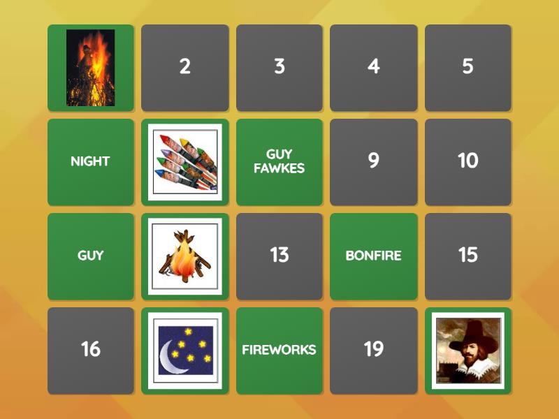 Bonfire Night vocabulary matching - Matching pairs