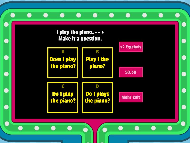 simple present - questions and negatives - Gameshow quiz