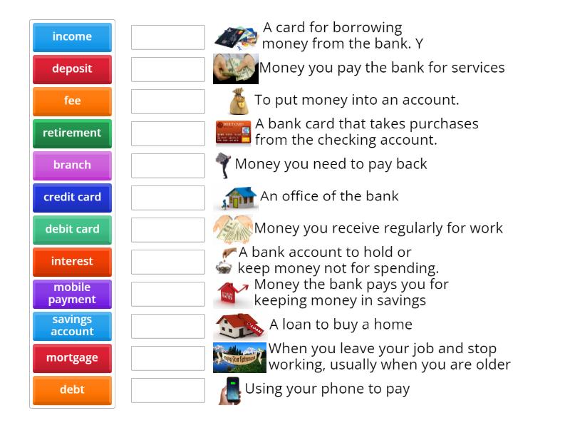 Banking Vocabulary - Match up