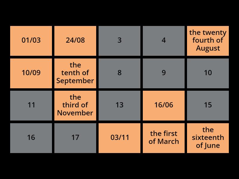 Dates - Matching pairs