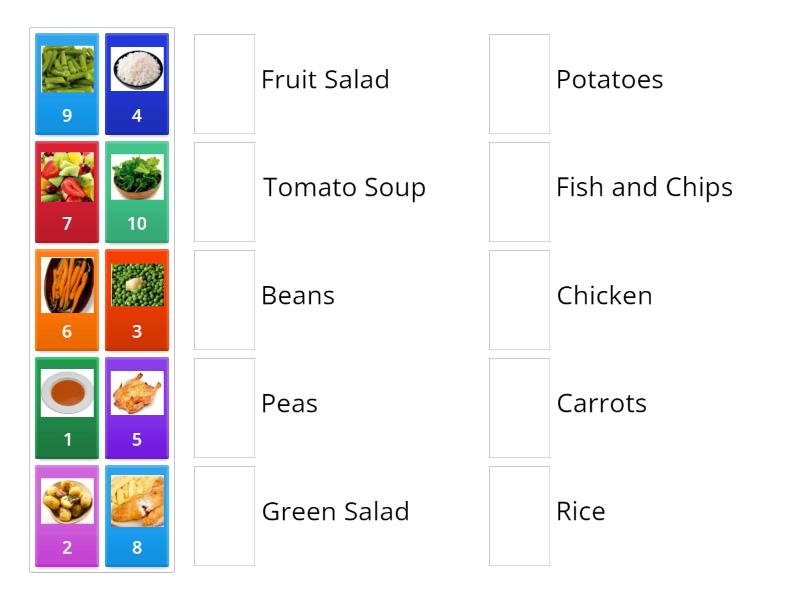 Let's match the food with the name! - Une las parejas