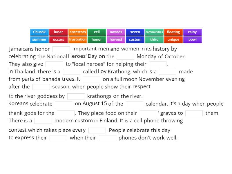 Unit 8 Reading Customs around the world- Interchange level 2 - Complete ...