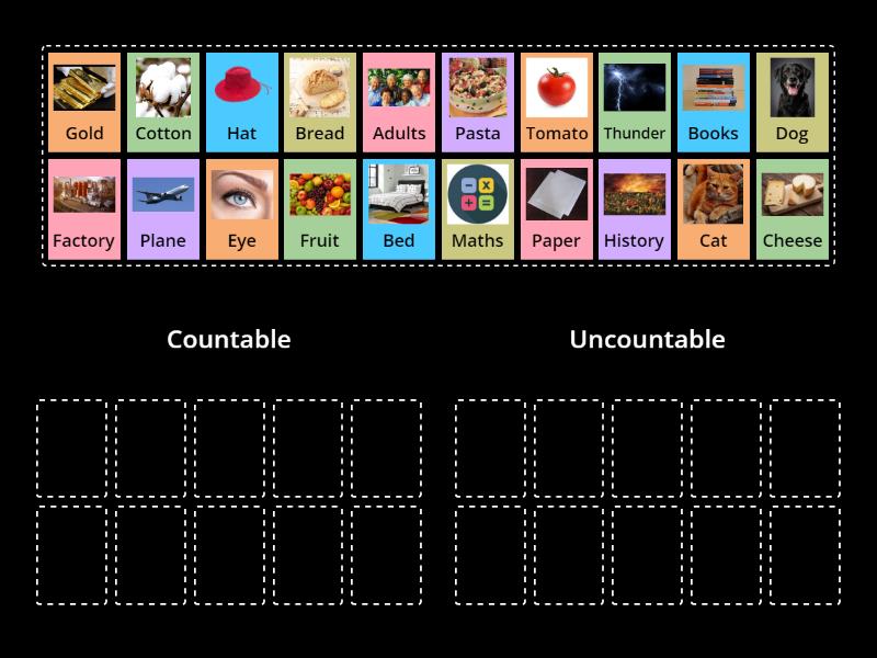 Uncountable and countable nouns - Ordenar por grupo