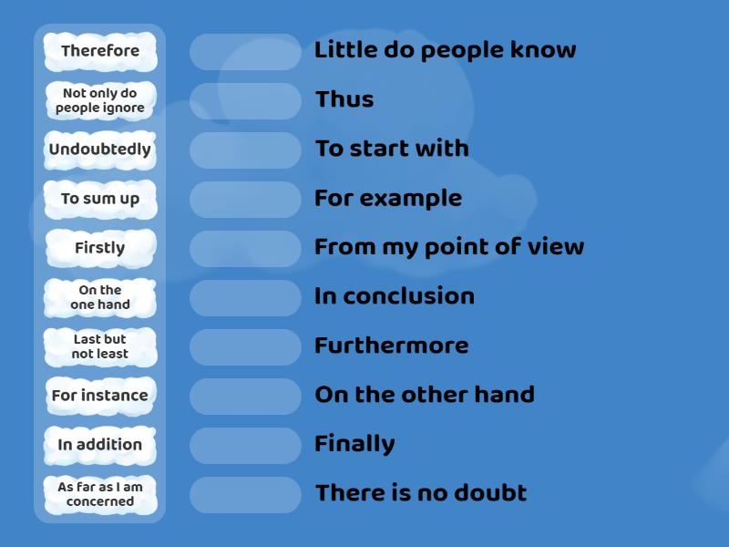 FCE- Essay Writing Linkers - Match up