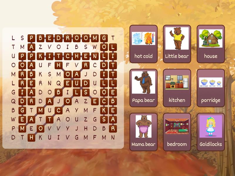 Word search - Goldilocks and the Three Bears - part 2 - MEIE - Wordsearch