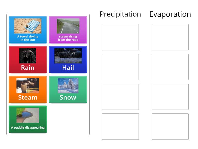 Precipitation Vs. Evaporation: Water Cycle Sort - Group sort