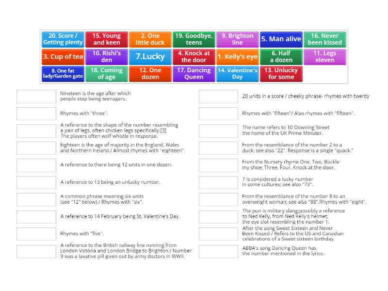 Bingo Nicknames explained - Match up