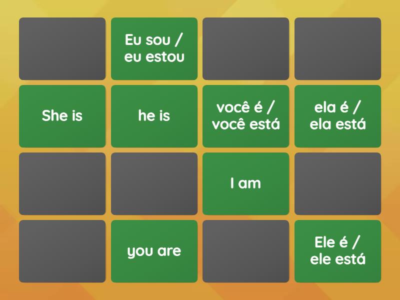 memory game verb to be - Combine os pares