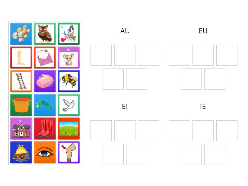 LAUTE: AU - EU - EI - IE - Ordenar por grupo