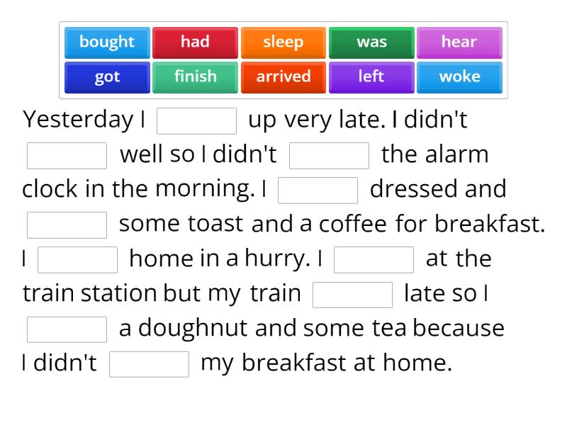 Past Simple (match the verbs) - الكلمة الناقصة
