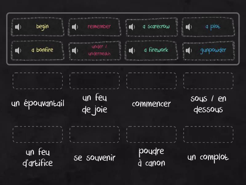 Bonfire Night Vocabulary - Match up