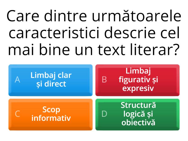 Textul literar vs. textul non-literar - Quiz