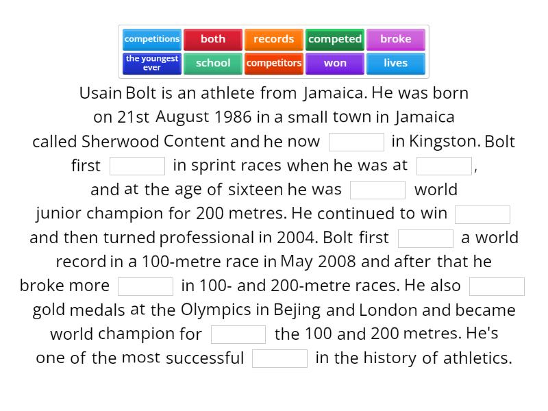 Usain Bolt - Complete the sentence