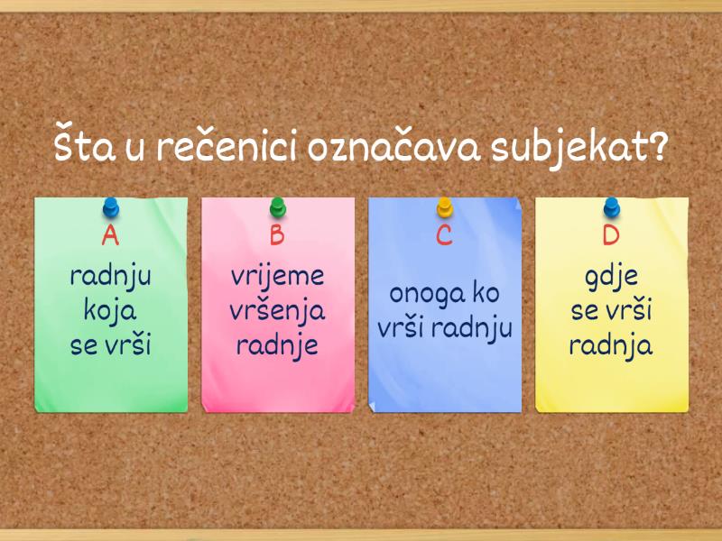 SUBJEKAT I PREDIKAT - Cuestionario