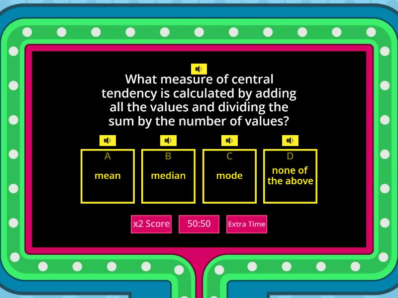 Measure of Central Tendency Group Activity - Gameshow quiz