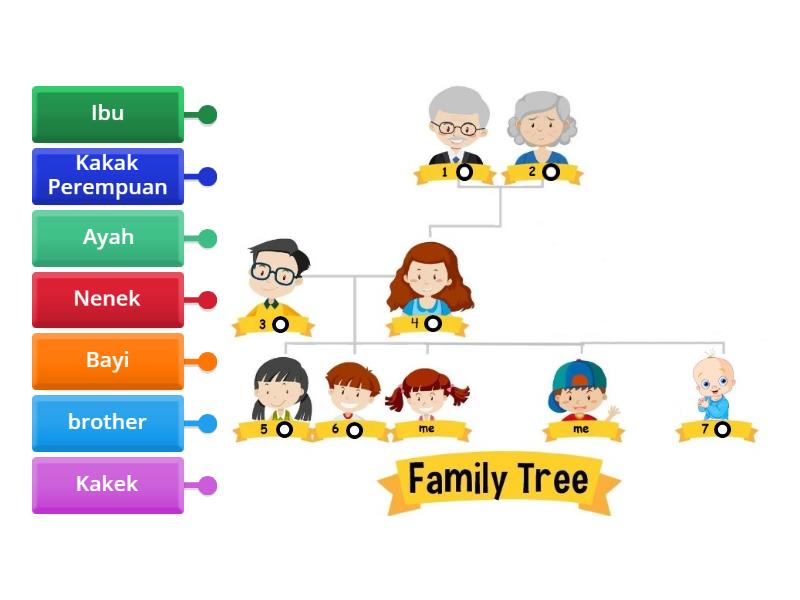 Family Tree - Pohon Keluarga - Labelled diagram