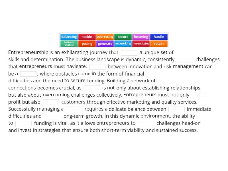 Entrepreneurship Vocabulary - Complete the sentence