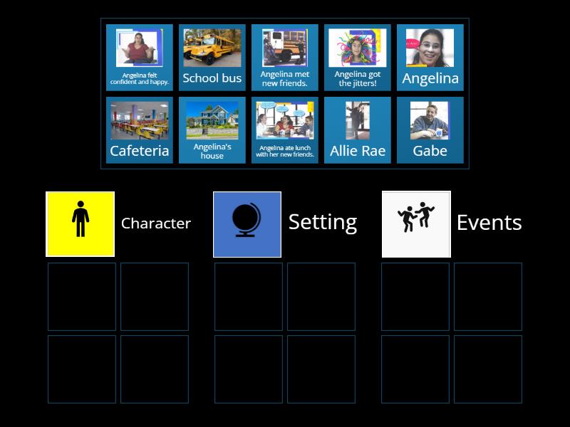 Characters Settings and Events for Jitters - Group sort