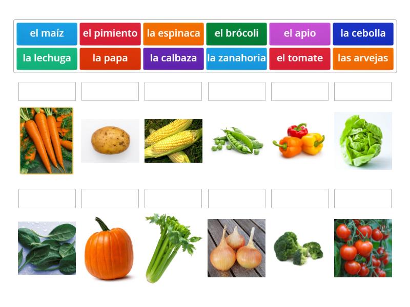 Spanish Vocabulary vegetables - Match up