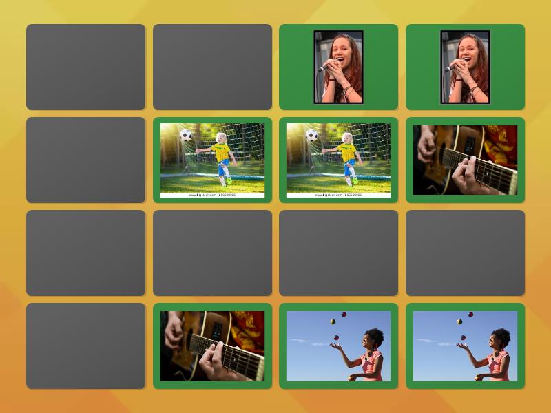 Talent show memory game - Matching pairs