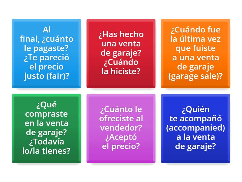 Repaso de complementos directos e indirectos - Flip tiles