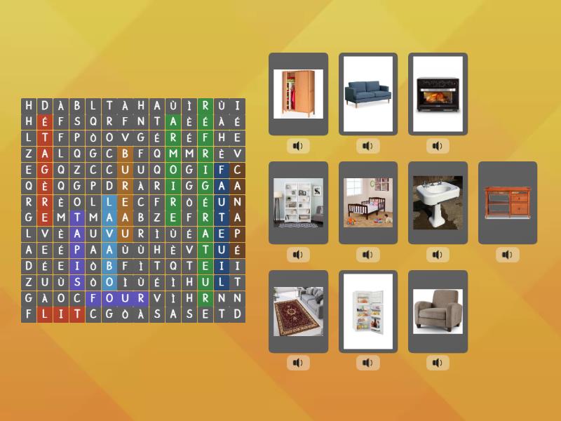 Mots cachés: Les meubles de la maison - Wordsearch
