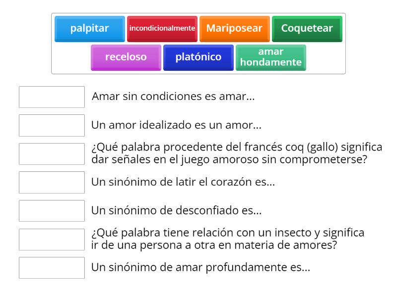 Repaso vocabulario (amor) match - Match up