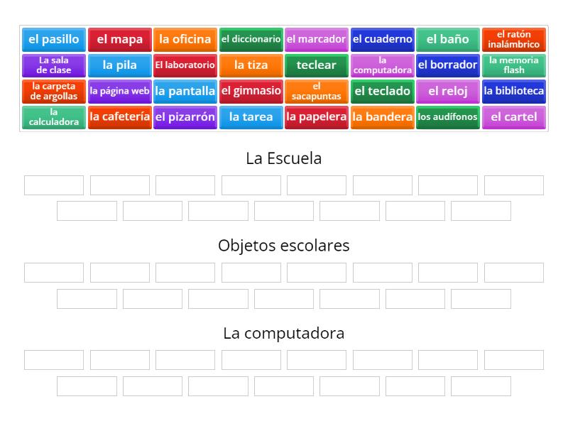 Espanol 1: 2.2 - Drag and Drop - Ordenar por grupo